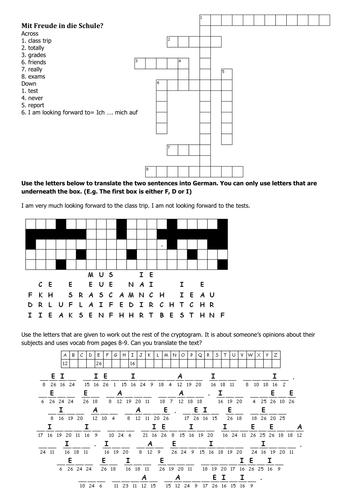 Puzzles for Stimmt GCSE Green School Chapter 1 | Teaching Resources