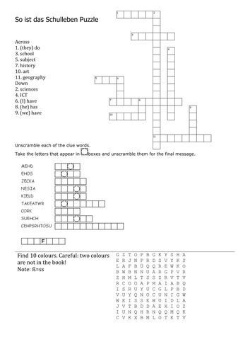 Puzzles for Stimmt GCSE Green School Chapter 1 | Teaching Resources