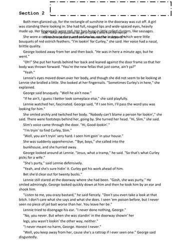 'Of Mice and Men' Assessment- Reading | Teaching Resources