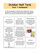Whole year's worth of Year 1 holiday and half term homework | Teaching Resources