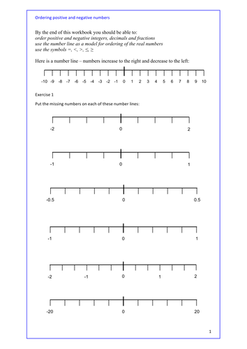 Mathematics Key Stage 2 Year 6 Negative Numbers - worksheets and ...