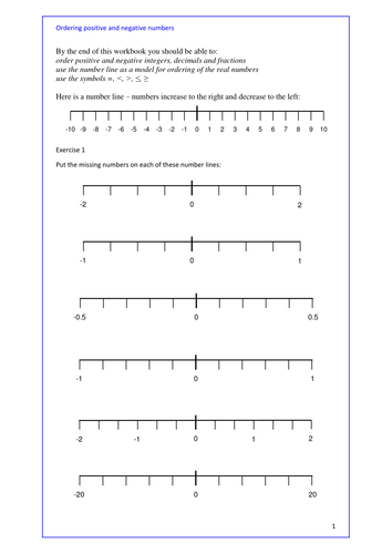 Mathematics Key Stage 2 Year 6 Negative Numbers - worksheets and ...