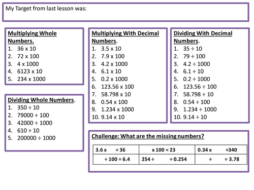Multiplying and Dividing By Powers of 10 | Teaching Resources