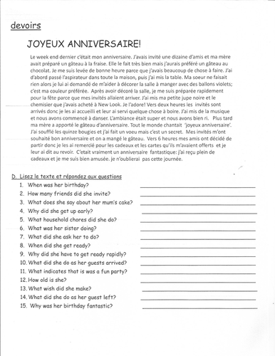 Reading comprehension and activities for cover work | Teaching Resources