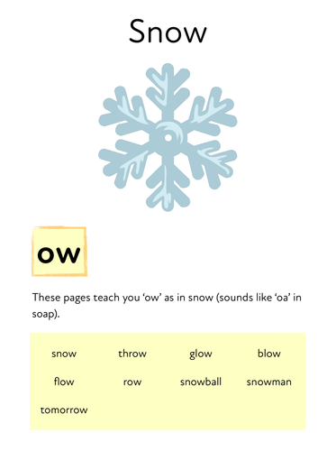 Snow: Learn The Phonic Sound ow (as in blow) | Teaching Resources