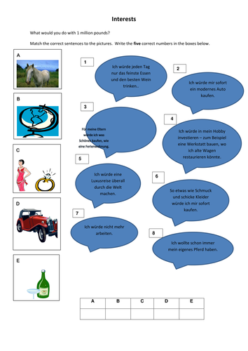 Interests / Hobbies in German | Teaching Resources
