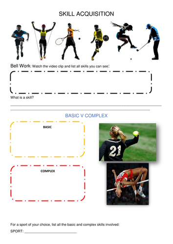 Skill acquisition in sport GCSE PE student worksheet | Teaching Resources