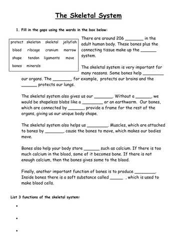 KS3 Skeletal System | Teaching Resources