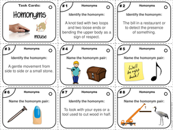 Homonyms Task Cards | Teaching Resources