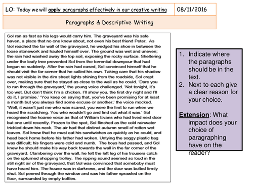 AQA Creative Writing Paper 1- Section B Lessons 5 to 11 | Teaching ...