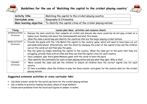 Cricket resources through the KS2 Curriuculm | Teaching Resources
