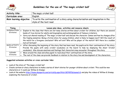 Cricket through English in KS2 | Teaching Resources
