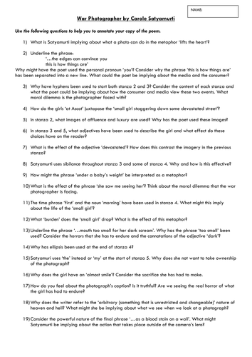 Edexcel Conflict Poetry with writing opportunities-FULLY RESOURCED ...