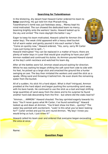 ks2-comprehension-searching-for-tutankhamun-narrative-guided