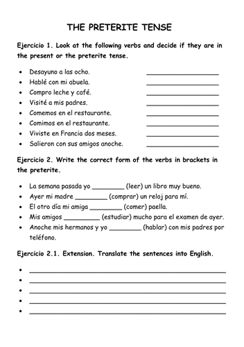 The preterite tense of regular and irregular verbs | Teaching Resources