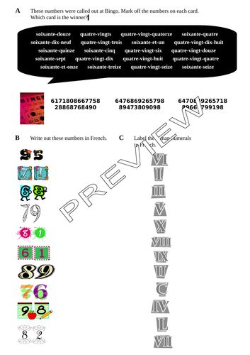 Numbers 60-100 in French | Teaching Resources