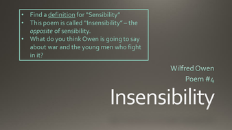 Insensibility by Wilfred Owen lesson and analysis | Teaching Resources