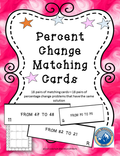 Finding Percentage Change Matching Card Set B | Teaching Resources
