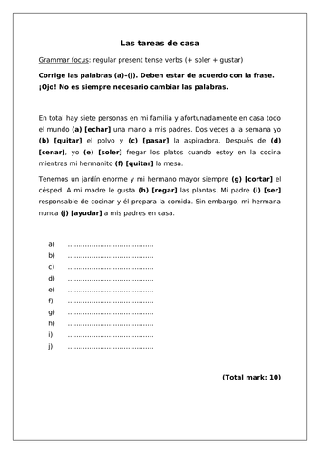 Spanish GCSE Household Chores Resources (Tareas domésticas) | Teaching ...