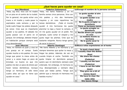 Spanish GCSE Household Chores Resources (Tareas domésticas) | Teaching ...