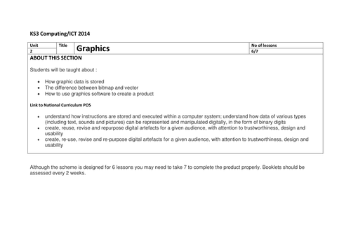 KS3 Graphics Task Scheme of work and evidence booklet - to create a ...