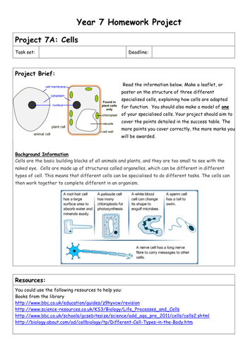 Biology Homework Projects | Teaching Resources