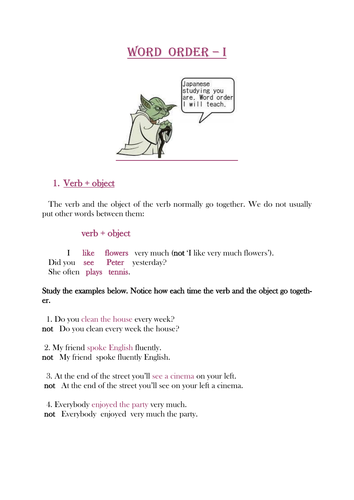 Word order - worksheets 1 | Teaching Resources