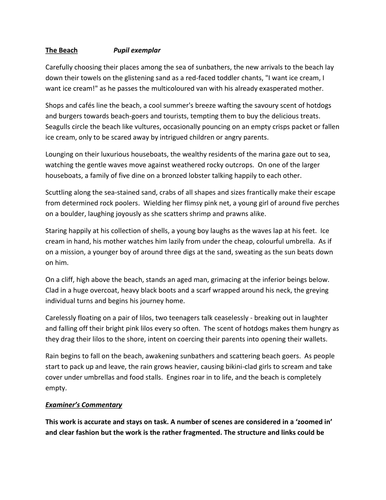 Descriptive writing: Summer (The Beach) | Teaching Resources