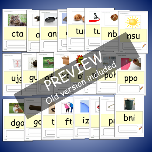 CVC Onset and Rime Cards Pictures and Words Jumbled Scrambled Words ...