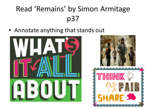 Remains Simon Armitage GCSE poetry 9-1 | Teaching Resources