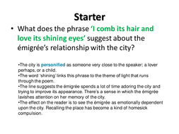 The Emigree Carol Rumens GCSE poetry 9-1 | Teaching Resources