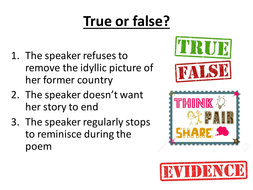 The Emigree Carol Rumens GCSE poetry 9-1 | Teaching Resources