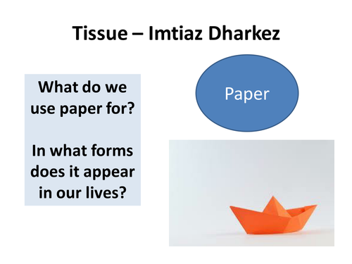 Tissue Imtiaz Dharker GCSE poetry 9-1 | Teaching Resources