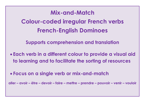 Mix-and-Match Irregular French Verbs Resource Bundle | Teaching Resources