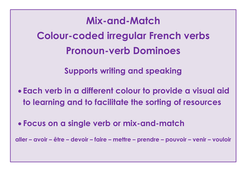 Mix-and-Match Irregular French Verbs Resource Bundle | Teaching Resources