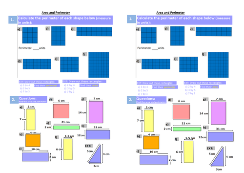 Areas and perimeters of shapes rectangles, triangles and quadrilaterals ...