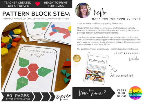 Christmas STEM Pattern Block Challenge Cards | Teaching Resources