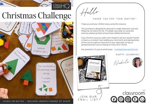 Christmas STEM Pattern Block Challenge Cards | Teaching Resources