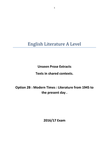 A Level Literature Unseen Prose analysis | Teaching Resources
