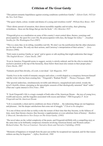 The Great Gatsby Resources | Teaching Resources