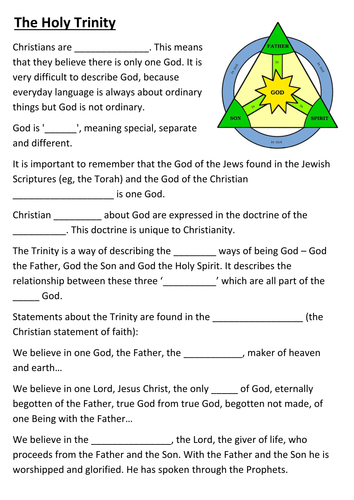 The Holy Trinity Cloze Activity | Teaching Resources