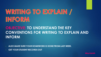 KS3/GCSE Writing to inform/explain lesson | Teaching Resources