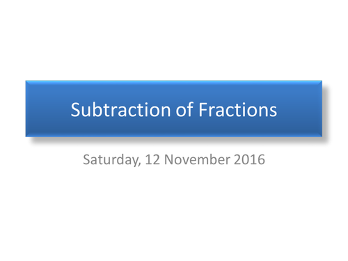 Subtraction of Fractions | Teaching Resources