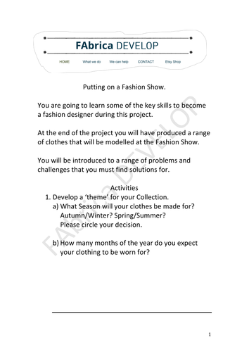 Maths, Fashion and Textiles: Developing and Costing A Full Fashion Show ...