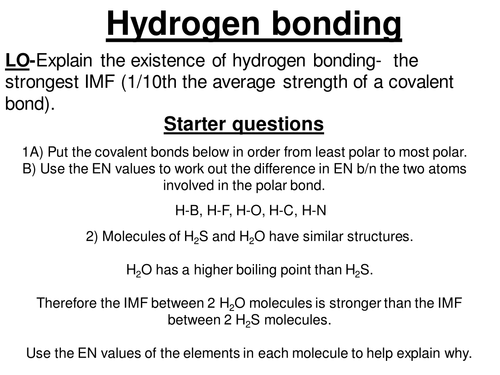 Hydrogen bonding | Teaching Resources