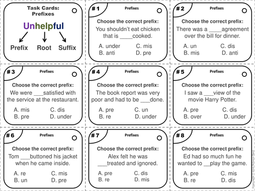 Prefixes Task Cards | Teaching Resources