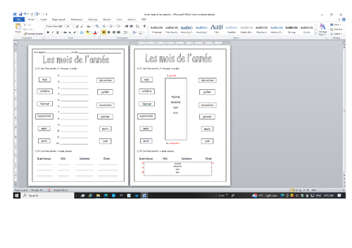FRENCH - The Four Seasons - Les Quatre Saisons - Worksheets | Teaching ...