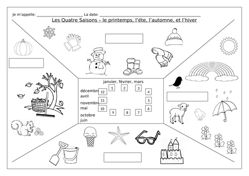 FRENCH - The Four Seasons - Les Quatre Saisons - Worksheets | Teaching ...
