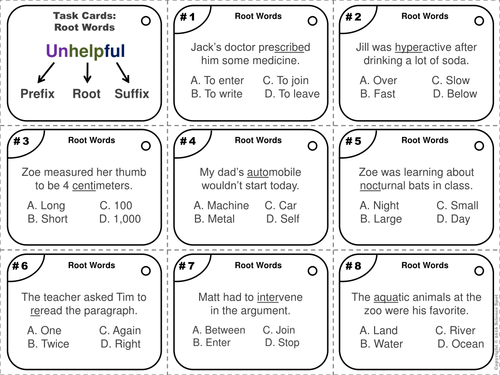 Root Words Task Cards | Teaching Resources