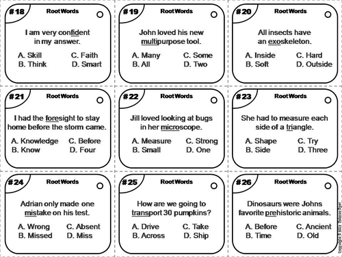 Root Words Task Cards | Teaching Resources
